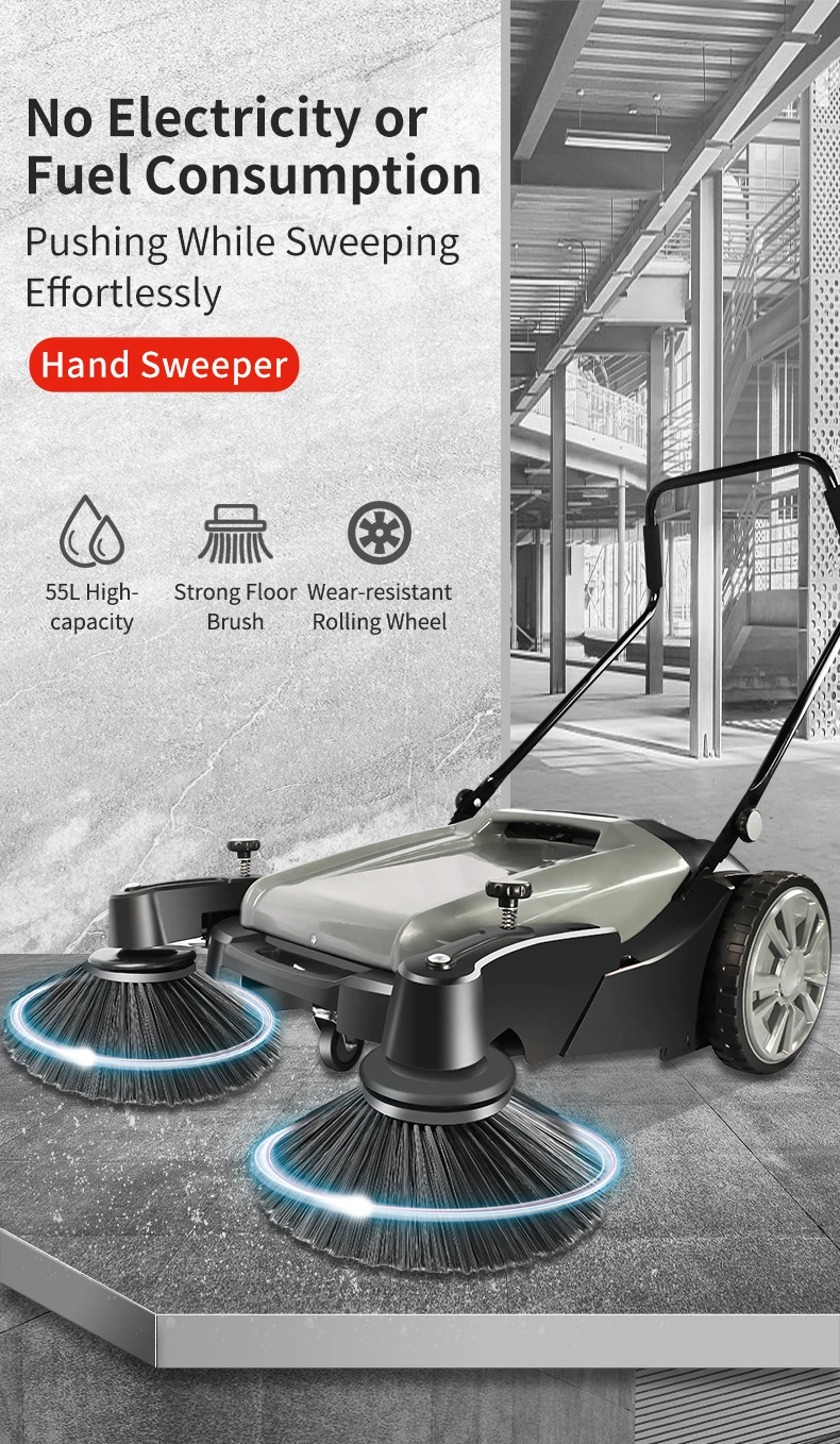 POHIR-55L Hand Push Type Sweeping Machine - Manual Floor Sweeper