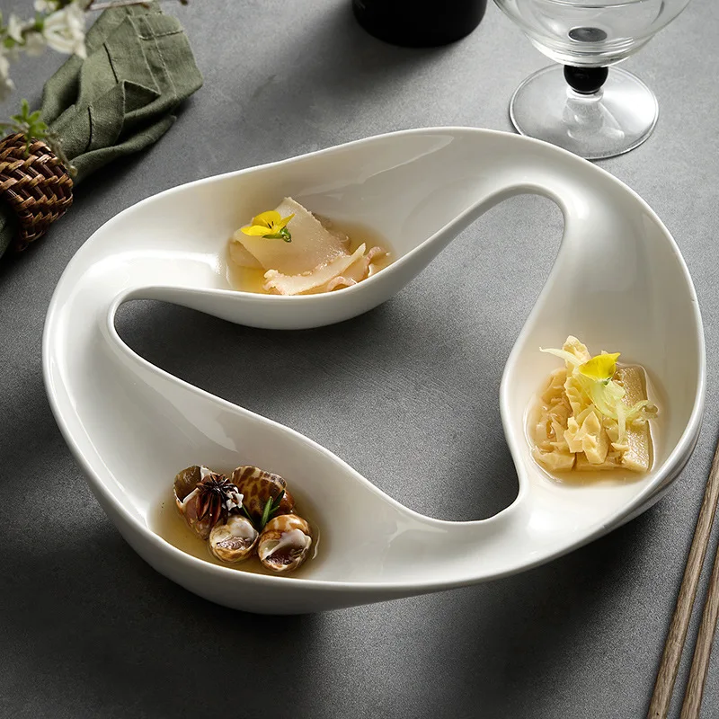 Luxury White Porcelain Irregular Dinner Plates for Restaurant Hotel ...
