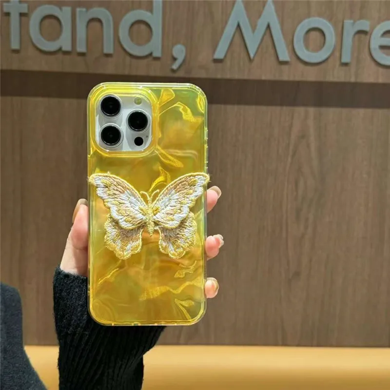 Ins Sparkling Gold Butterfly Luxury Laser Shockproof Bumper Girl Back ...