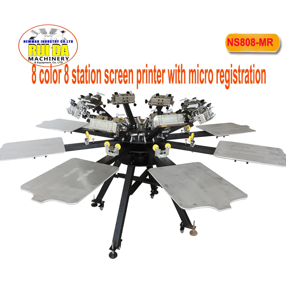 8 Color 8 Station Screen Printer With Micro Registration for Cloths ...