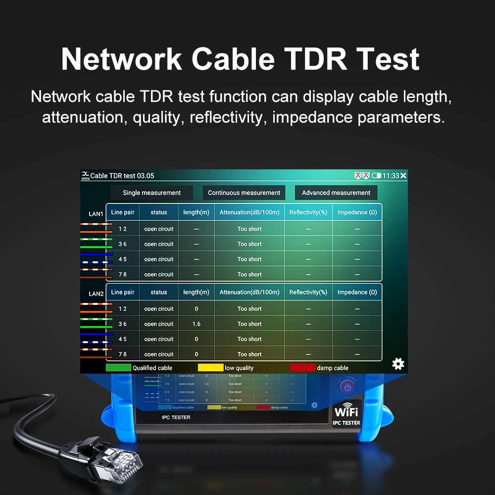 Noyafa NF-IPC722ATCHS CCTV IPC Tester - 7" HD Touch Screen for NVR, DVR ...