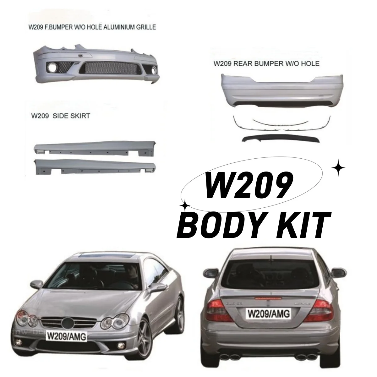 For Mercedes Benz W209 Amg Clk63 Body Kit 04-06 - Buy Car Bumper For ...