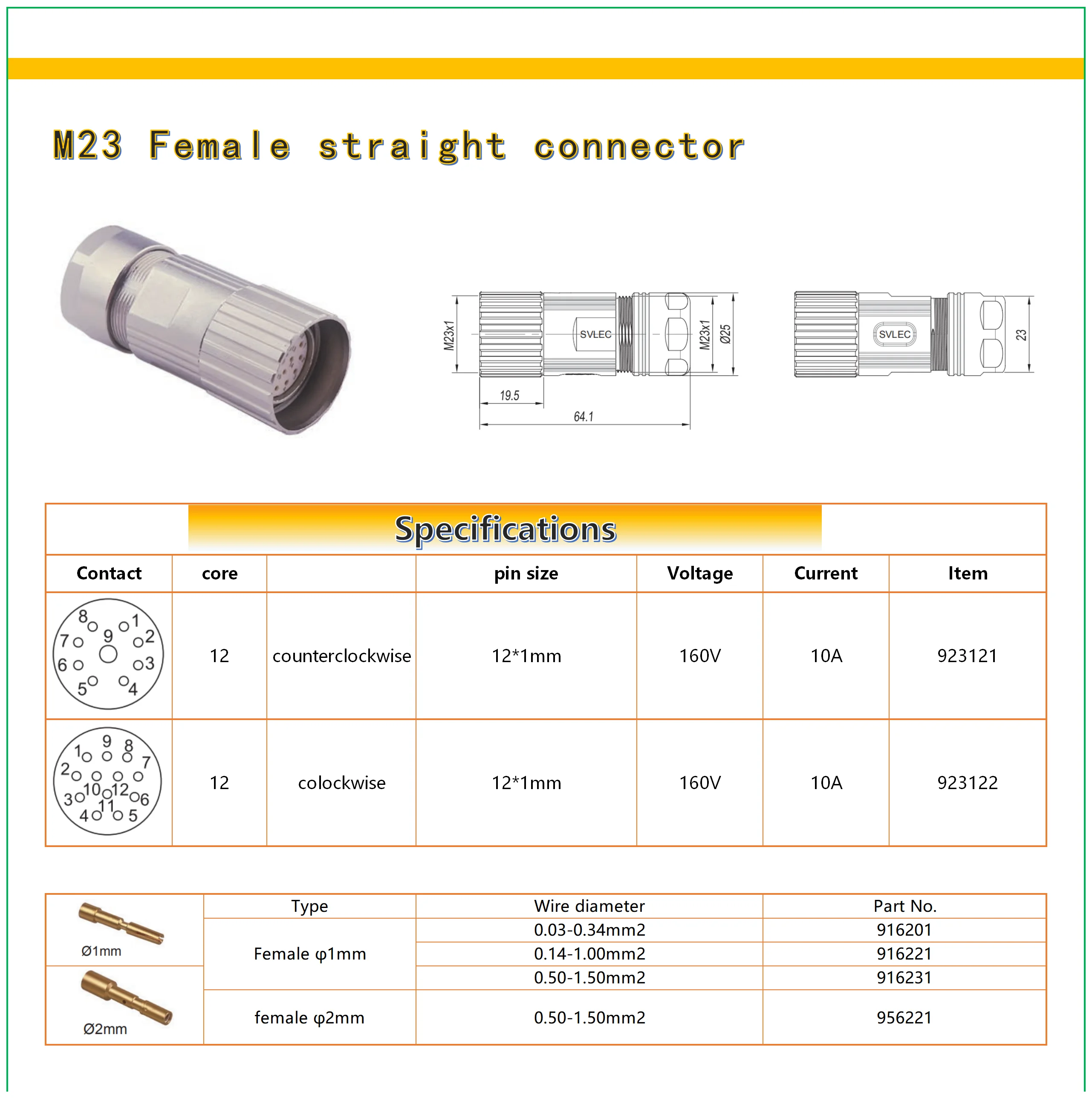 SVLEC M23 Connectors - Reliable 12 Pin Waterproof Solutions