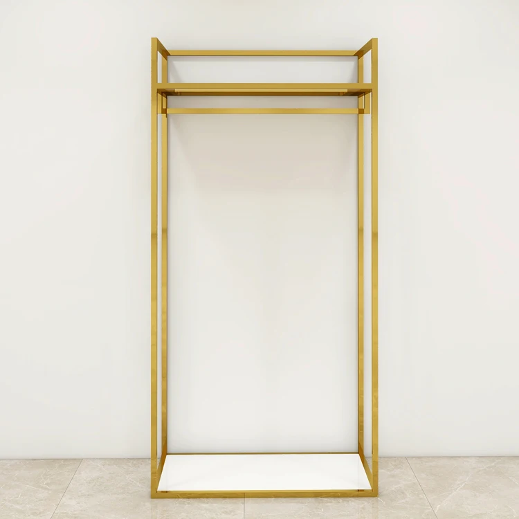 Custom Shiny Gold Clothes Stand Apparel Garment Display Rack Clothes ...
