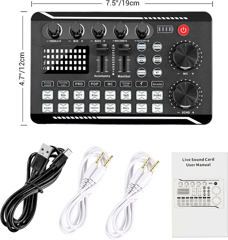 F998 External Sound Card Mixer For Studio Recording & Podcasting