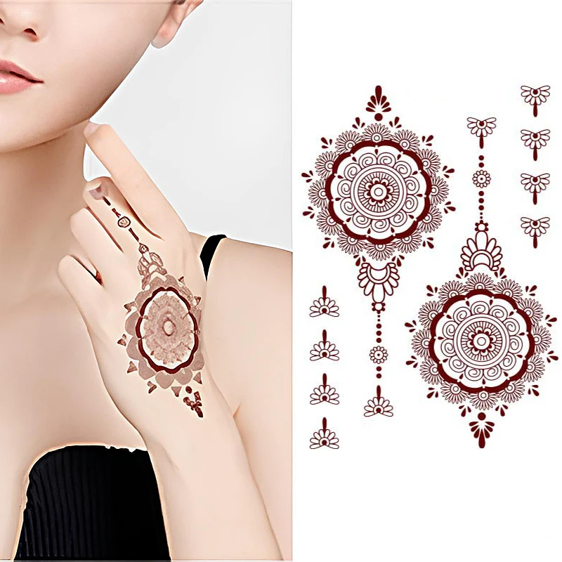 Alibaba.com: Cross-Border New Indian Henna Tattoo Stencils, Brown Lace ...