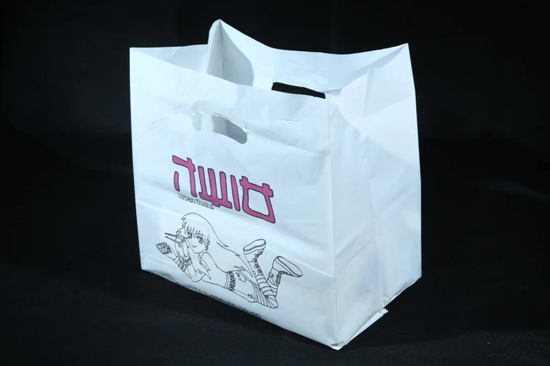 White Plain Die Cut Plastic Bag Customized Plastic Carrier Bags Custom ...
