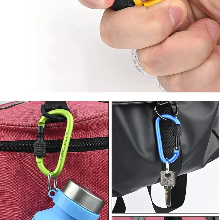 Carabiner Aluminum Screw Locking Spring Clip Hook Outdoor D Shaped ...