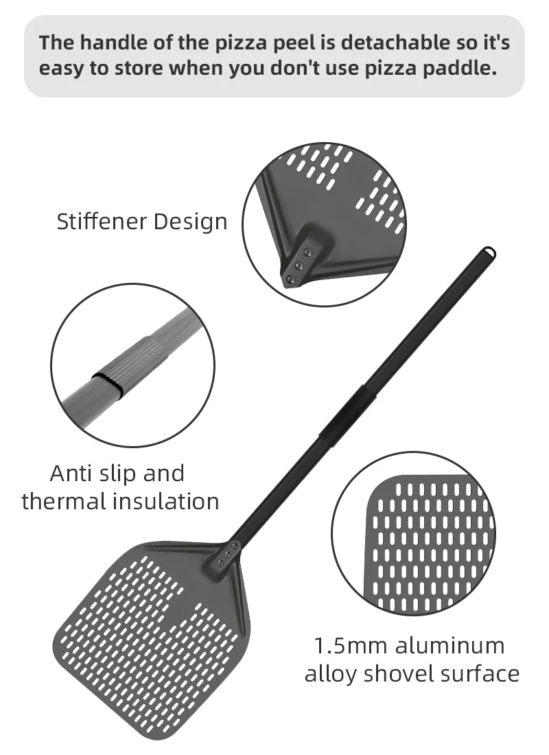 12 14 16 Inch Perforated Pizza Peel Anodized Aluminum Hard Coating ...