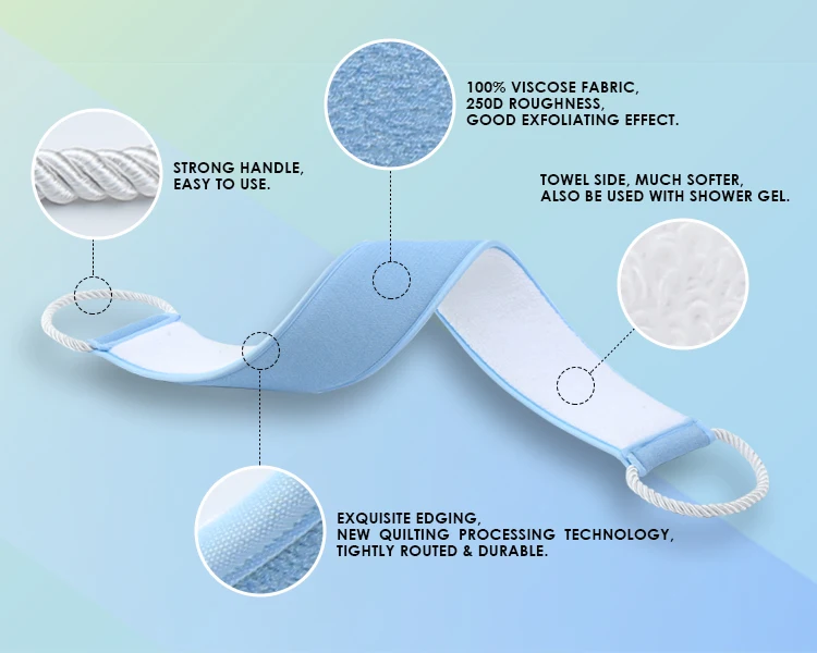 Back Scrubber Exfoliating Shower Bath Belt Custom Logo Long Handle Belt ...