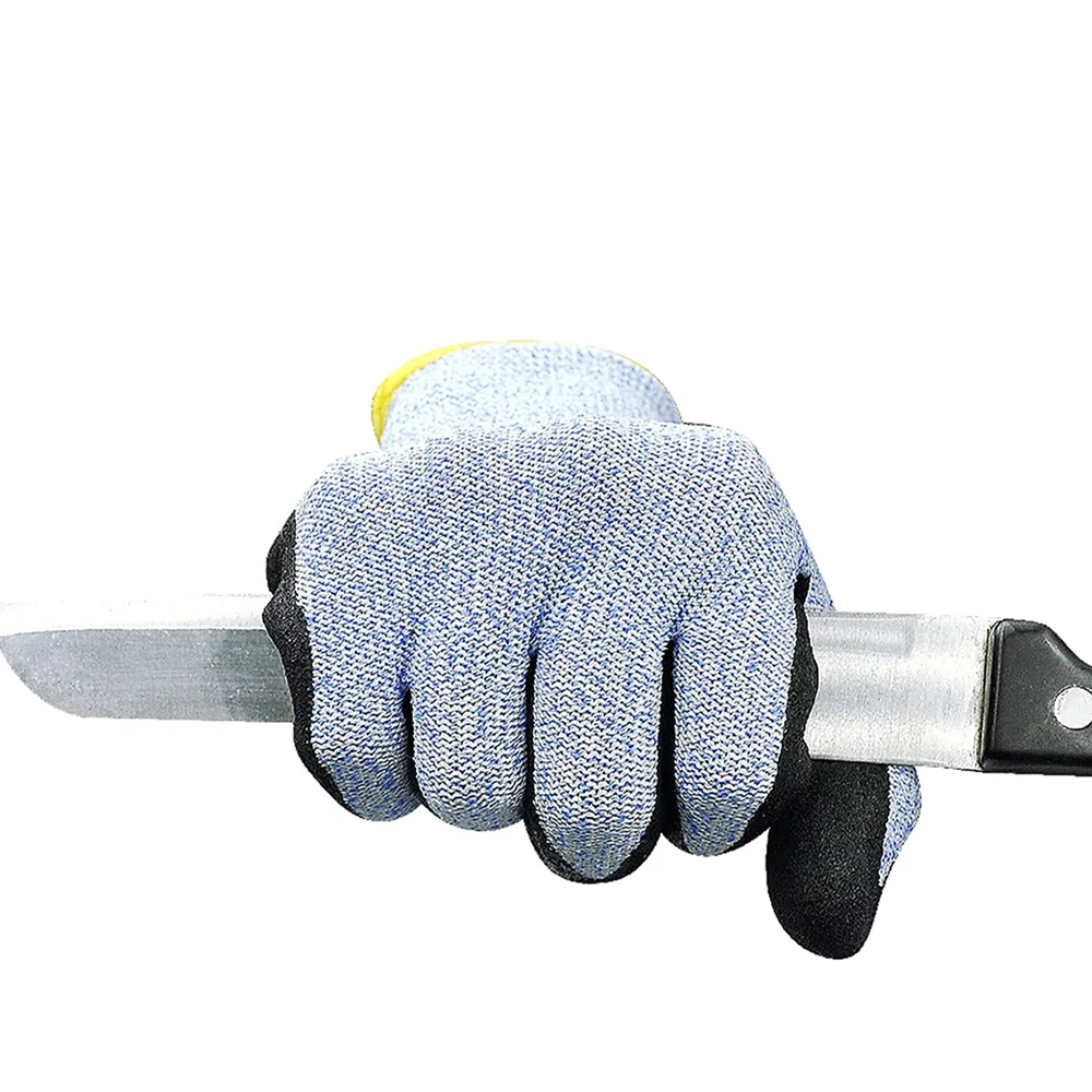 Ce En388 Wood Working Cutting Hppe Work Gloves Anti-cut Level 5 Work Gloves Palm Coated Nitrile ...