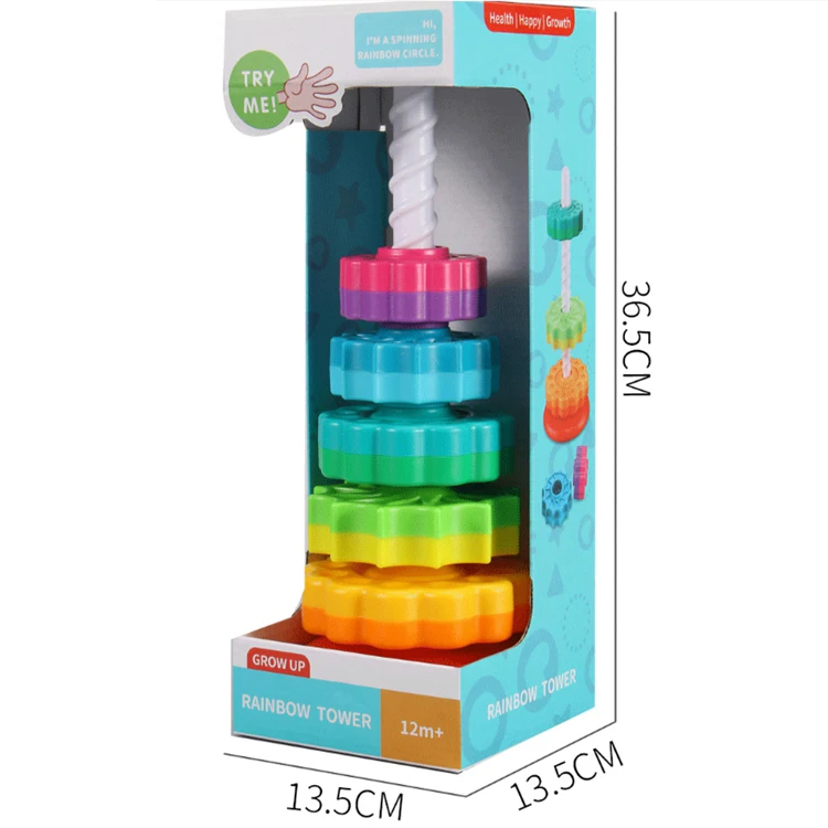 Plastic rainbow stacking tower Rainbow Building Blocks Rainbow Ring ...