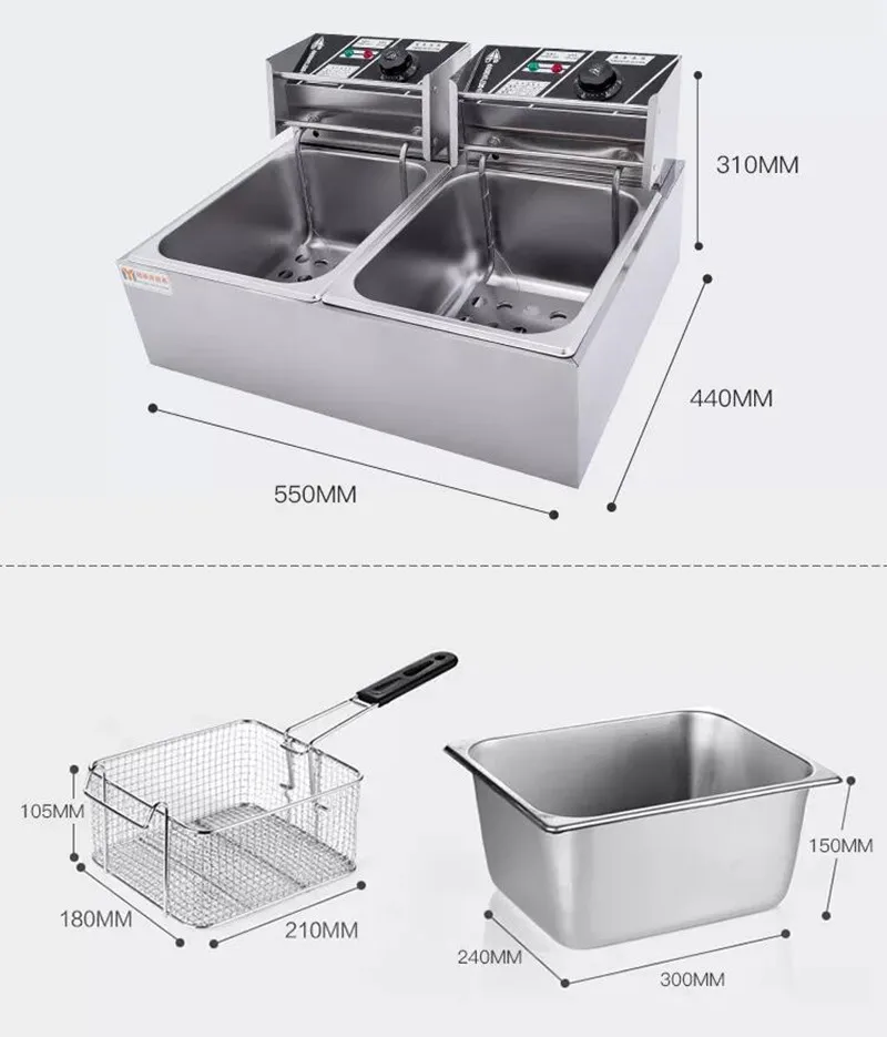 18L Commercial Electric Counter Top Potato Fryer - Tongmai
