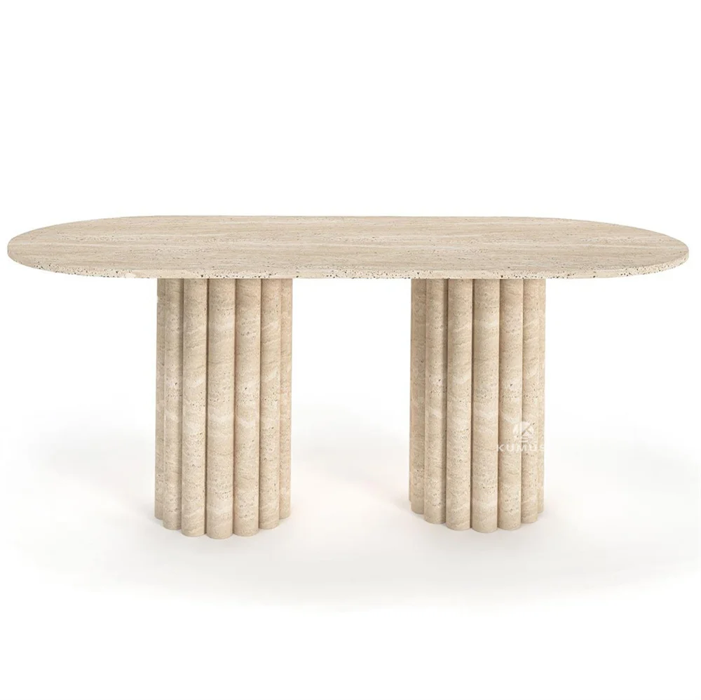 Roman Column Legs Travertine Dining Table for 6-8 People| Alibaba.com