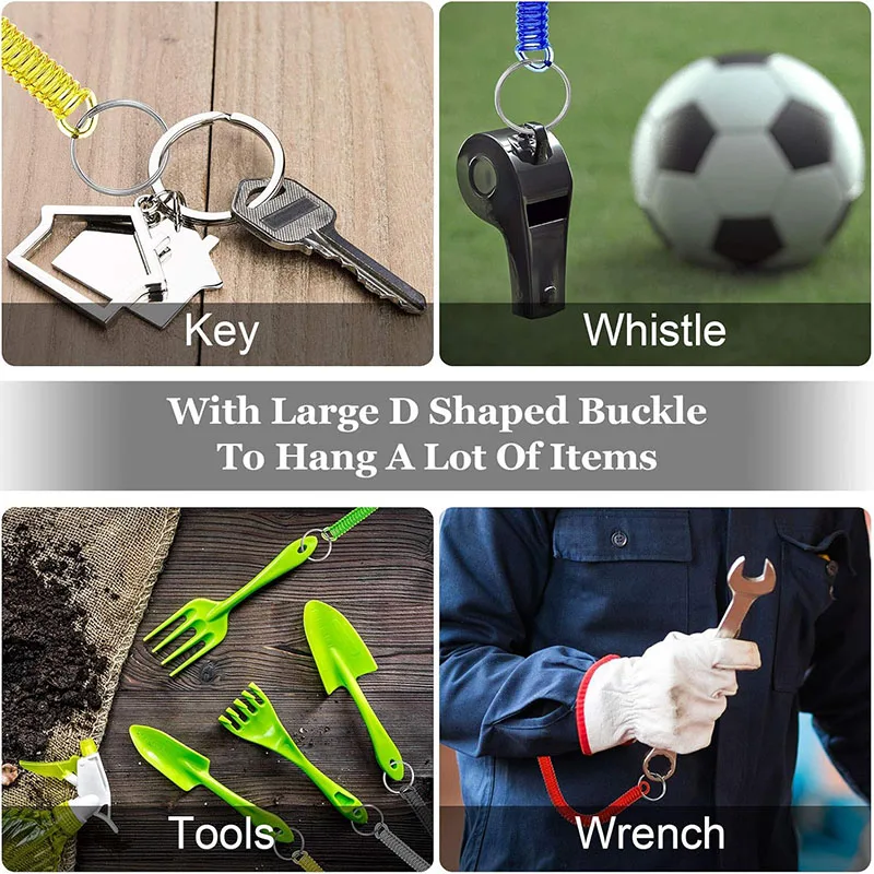 Fishing Lanyard Spring Coil Keychain Cord Retractable Coiled Tether ...