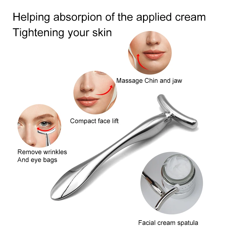 Korean Face Lift Essence Push Massager Beauty Metal Face Cream Cosmetic Massage Spoon Stick ...