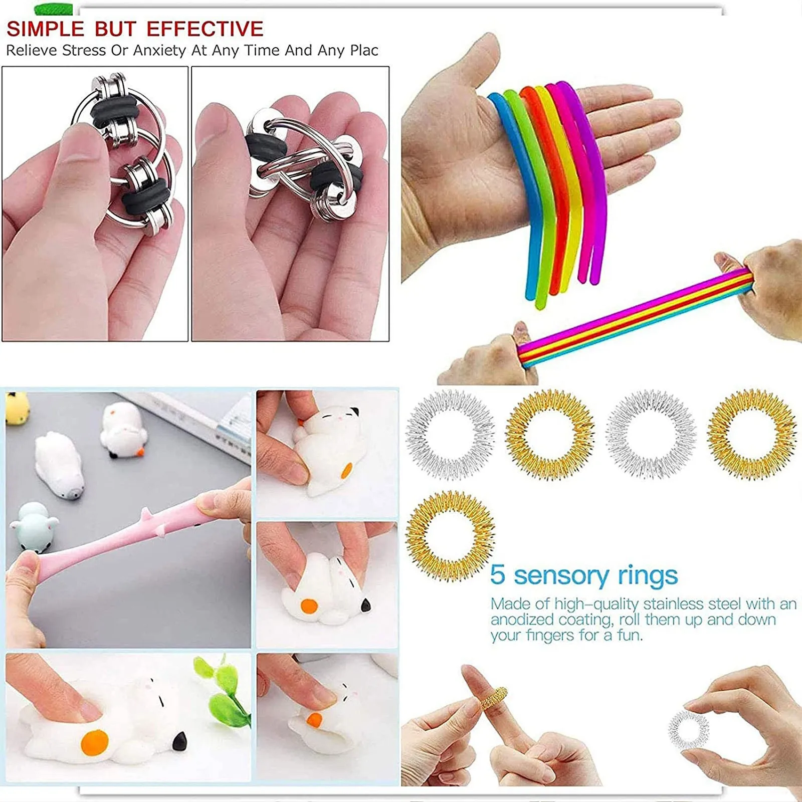 Various Tubes Sensory Fidget Toys Finger Decompression Stretch Pipe ...