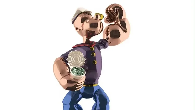 Golden Popeyes Cartoon Resin Sculptures Glittering Fiberglass Classic ...