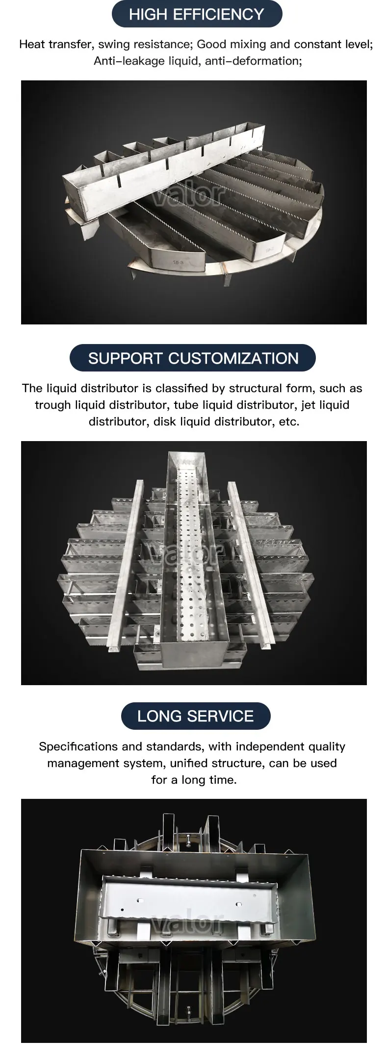 Tower Internals Groove-tray Liquid Distributor Orifice Trough Type ...
