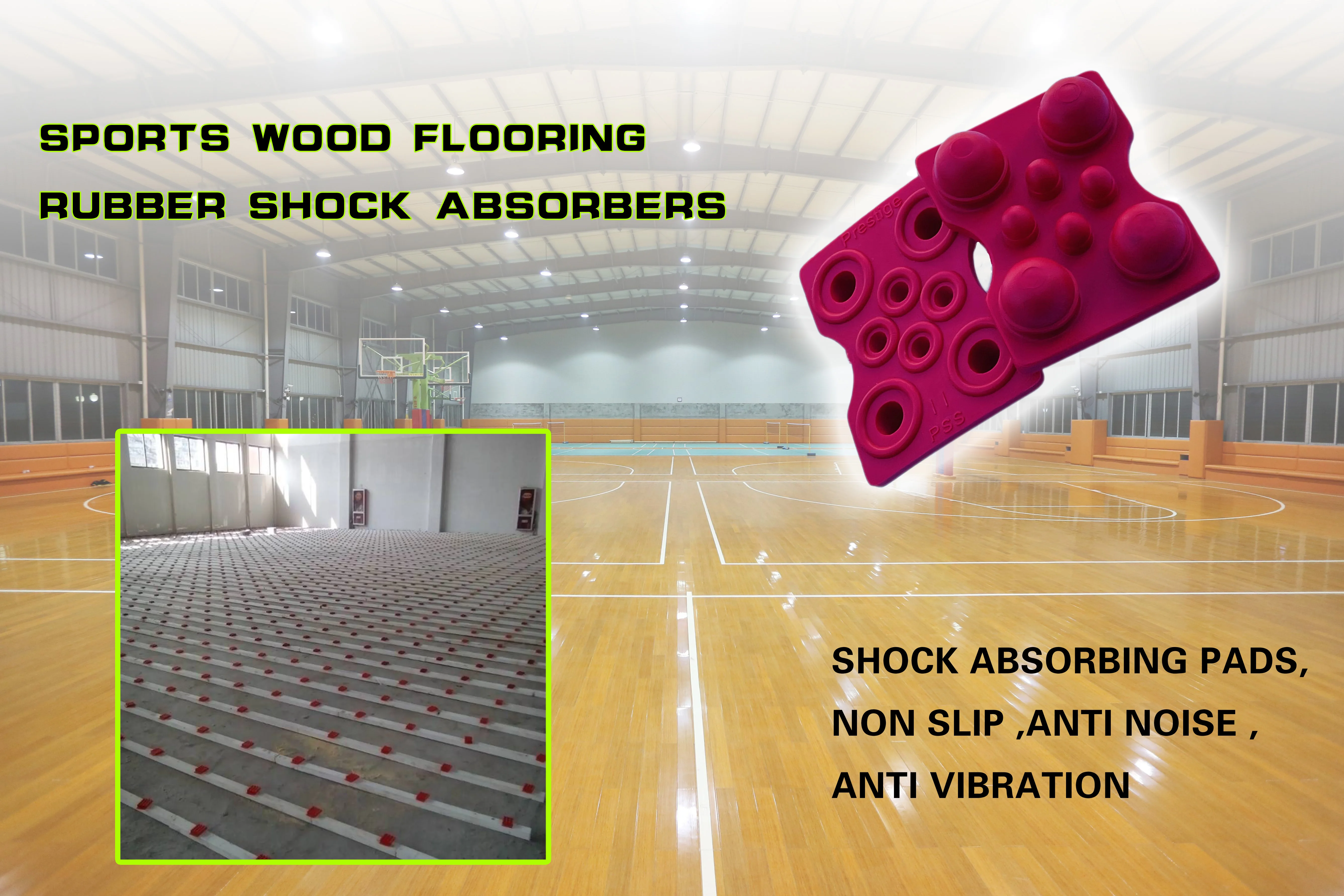 Basketball Sports Wooden Floor Shock-proof Rubber Mat Dance Studio ...
