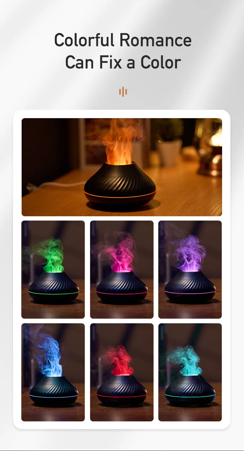 Volcanic Flame Aroma Diffuser - 130ml USB Portable Humidifier