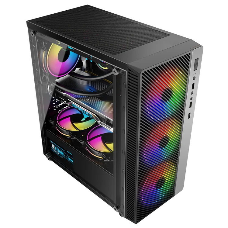 Latest Gaming Pc Case Front Mesh Argb Strip Design Computer Cabinet ...