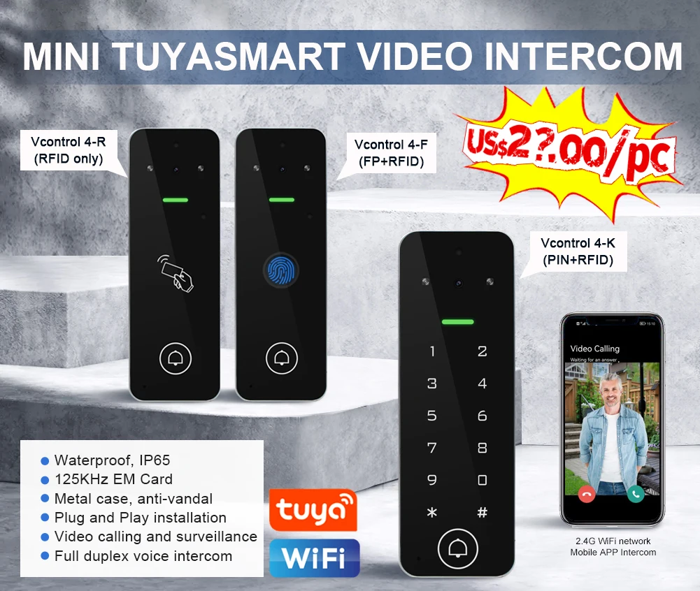 Tuya Wifi Video Intercom With Fingerprint Scanner & Smart Doorbell Odm