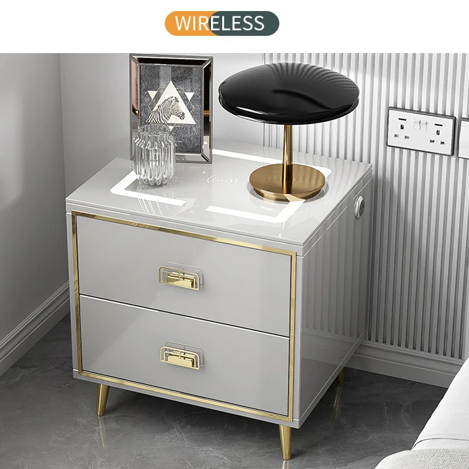 Modern Smart Small Bedside Table With Wireless Charger Bedroom Bedside ...