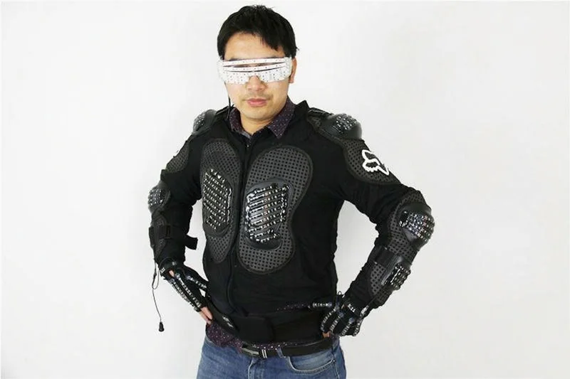 LED Light-Up Armor Suit Full Set with Gloves & Goggles Holographic ...