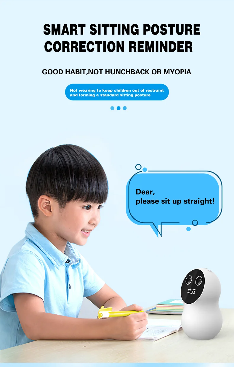 Smart Sitting Posture Voice Reminder Sensor Robot Alarm Clock For ...