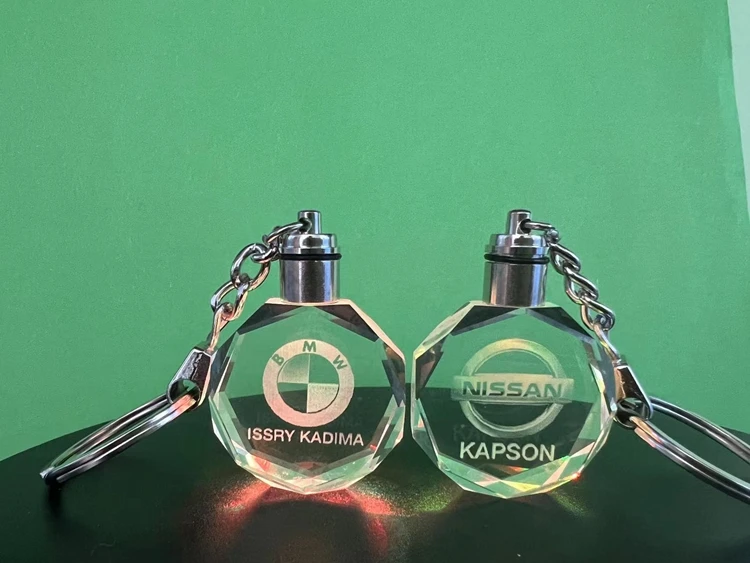 Custom Light Blank Crystal Keychains Crystal Glass 3d Laser Led Car ...