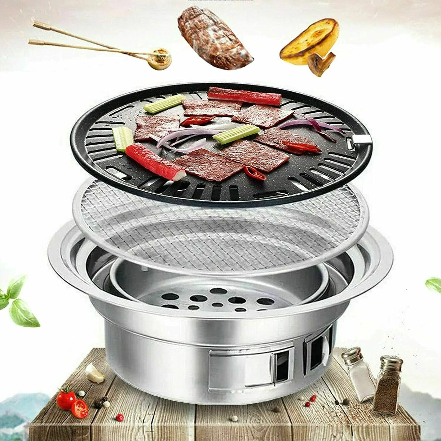 Japan Original Tabletop Mini Bbq Grill Portable Easy Assembled Charcoal ...