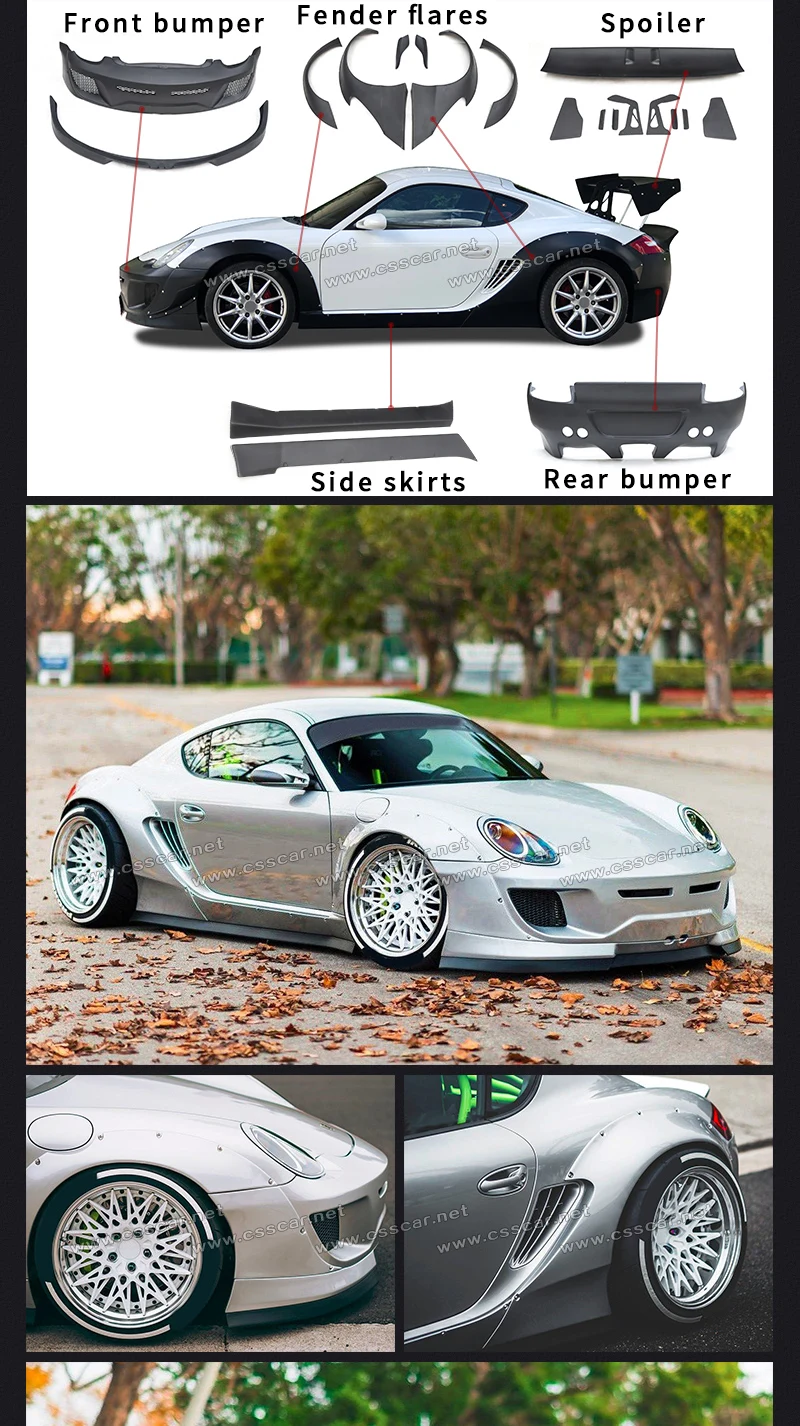 Porsche 987 Boxster Cayman Wide Body Kits - Fiberglass Spoilers