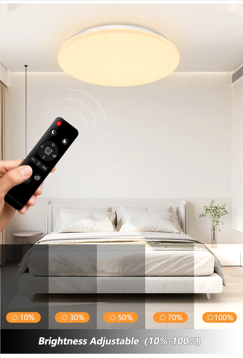 Kscl-cfir-42ks Round Flush Mount Remote Control Modern Led Ceiling ...