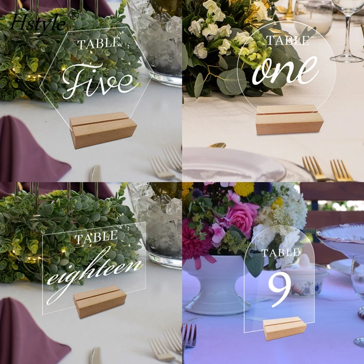 Acrylic Table Sign With Wood Stand Blank Acrylic Table Numbers With ...