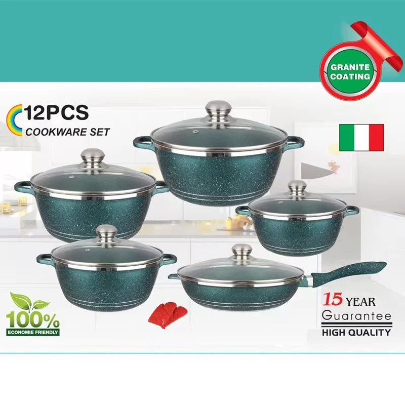 Dessini Cooking Pots And Pans Cooker Sets Nonstick Coating Glass Lid ...