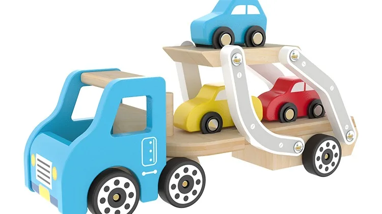 Double Decker Trailer Truck Carrier Vehicle Wooden Car Transporter Toy ...