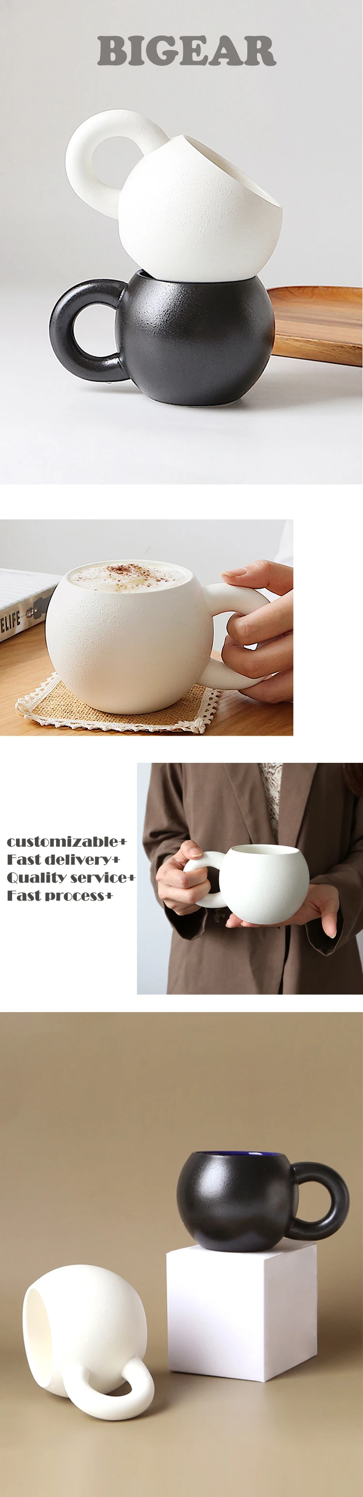 Creative Design Nordic Spherical Matte White Ceramic Mug