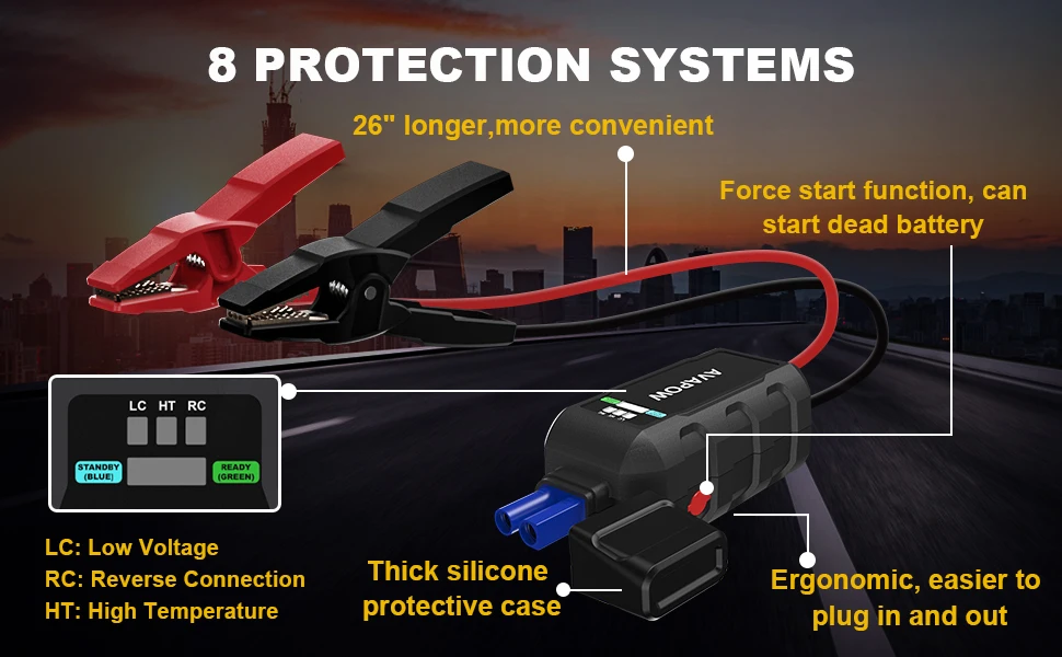 Avapow A68 - 6000A Emergency Vehicle Jump Starter Power Bank