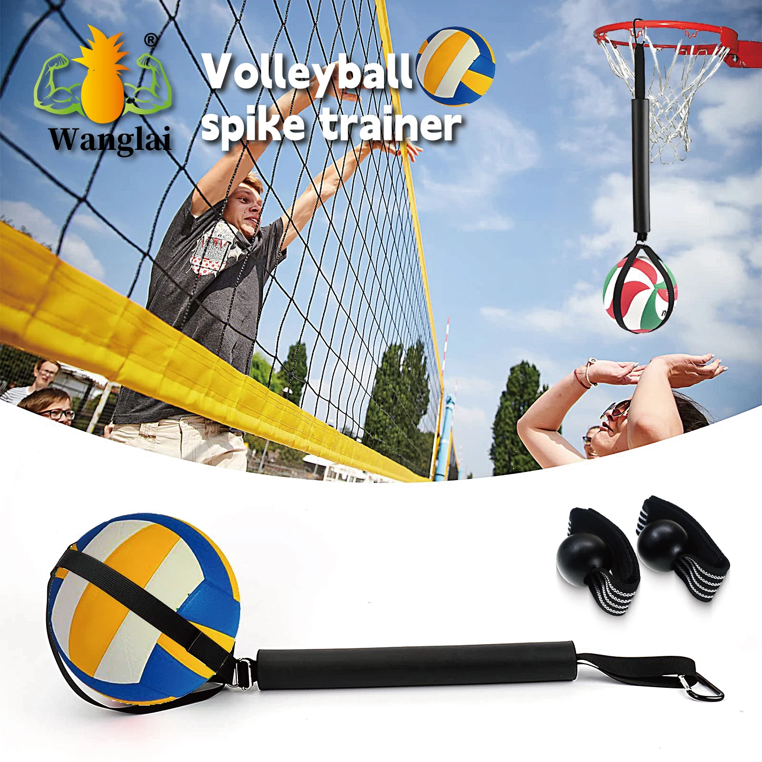 Adjustable Length Neoprene Spike Trainer for Volleyball Reaction Ball ...
