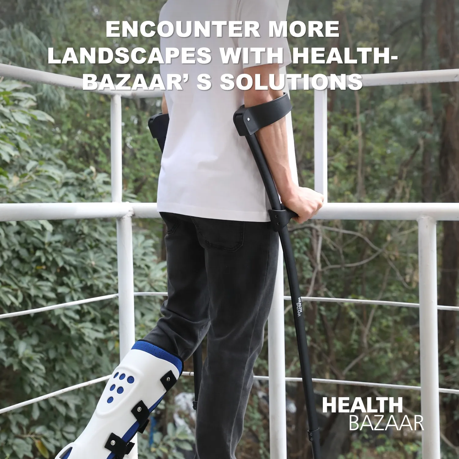 HEALTH BAZAAR Adjustable Forearm Crutches - Reliable Support