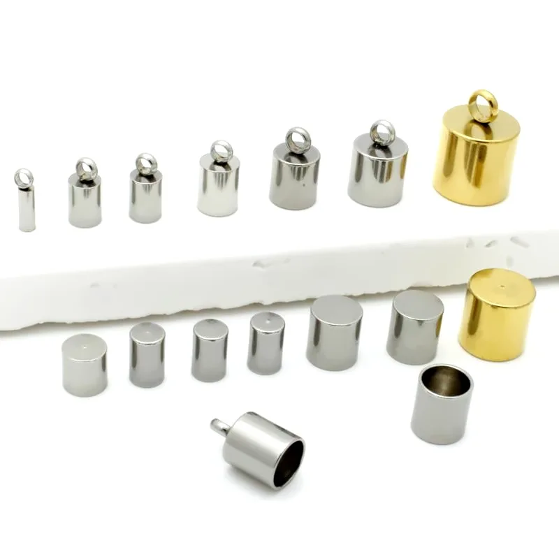 Stainless Steel End Cap Tubes With Loop Crimp Beads Cove Clasp String ...