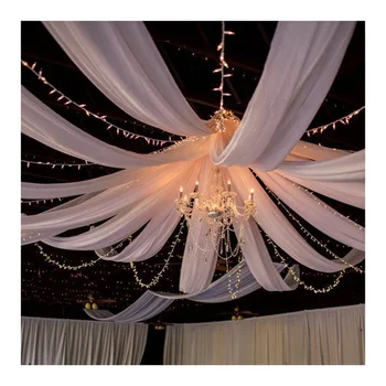 White Chiffon Drapery Fabric Wedding Ceiling Decoration Drape Hanging ...