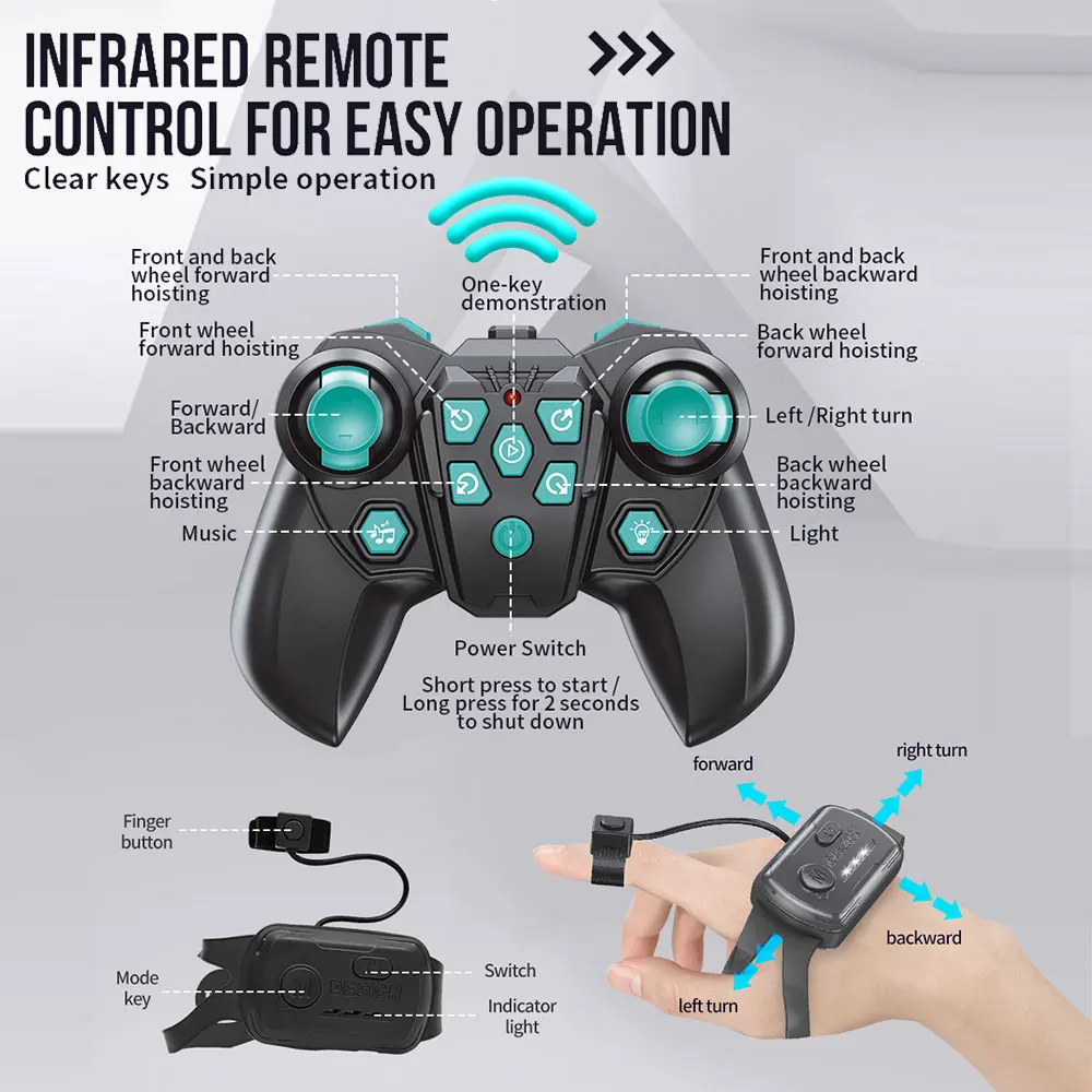 2.4g Eight-Wheeled Hand Controlled Gesture Kids Radio Control Stunt Car ...