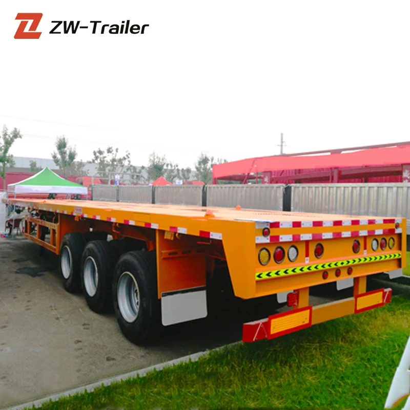 High Strength Steel 40ft Semi-Trailer Flatbed Design with 3 Axes Can ...