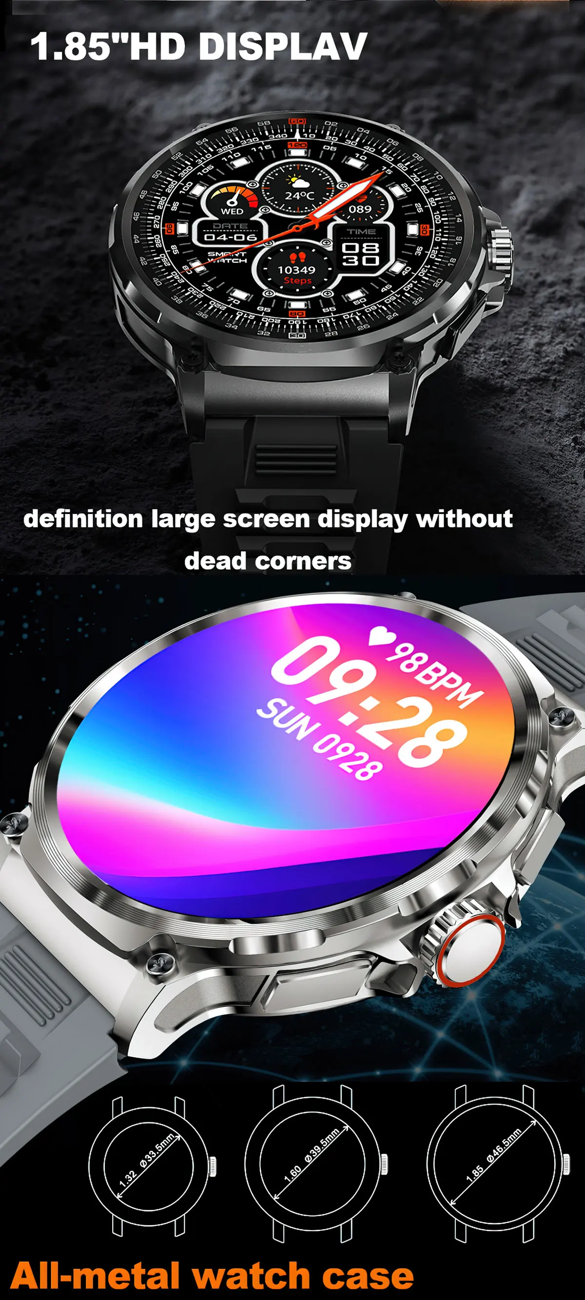 2024 Outdoor Sports Smart Watch V69 1.85inch Screen Ip68 Waterproof Bt Calling Men Fitness ...