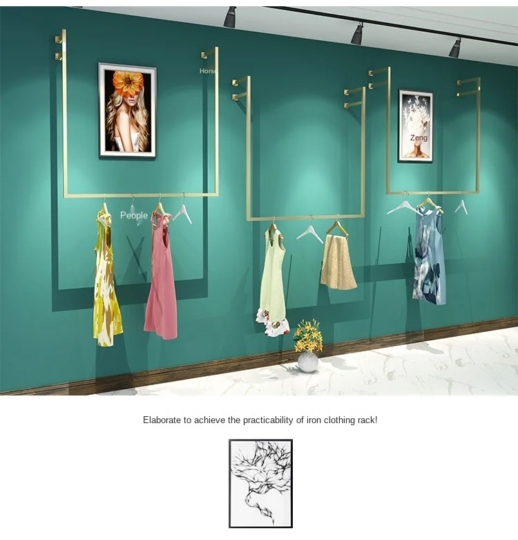Clothing Store Display Shelf Wall-mounted Clothes Rack Iron Simple ...