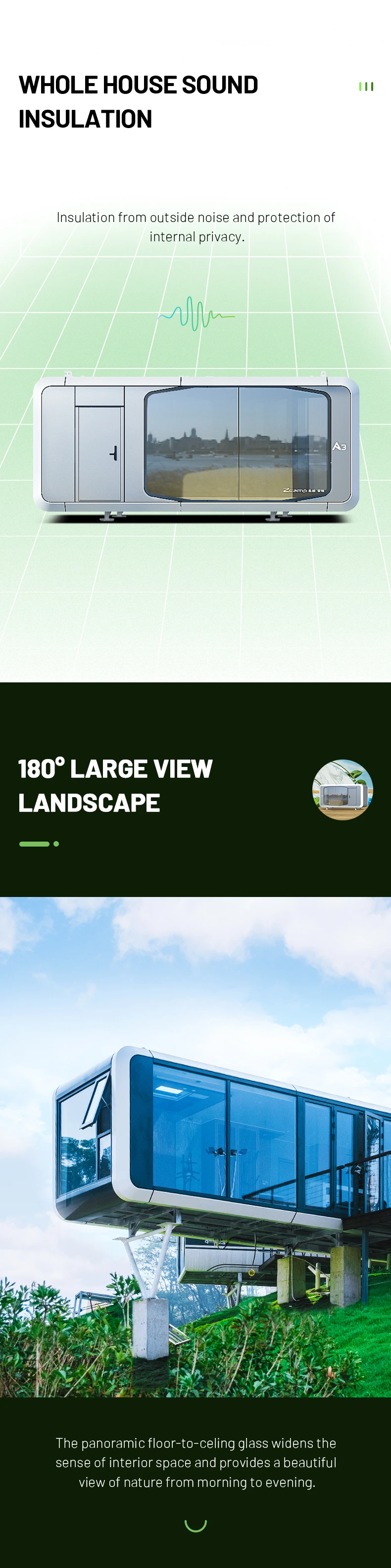 Zcamp A3 Glass Tiny Camping Capsule - Fast Build, Eco-friendly