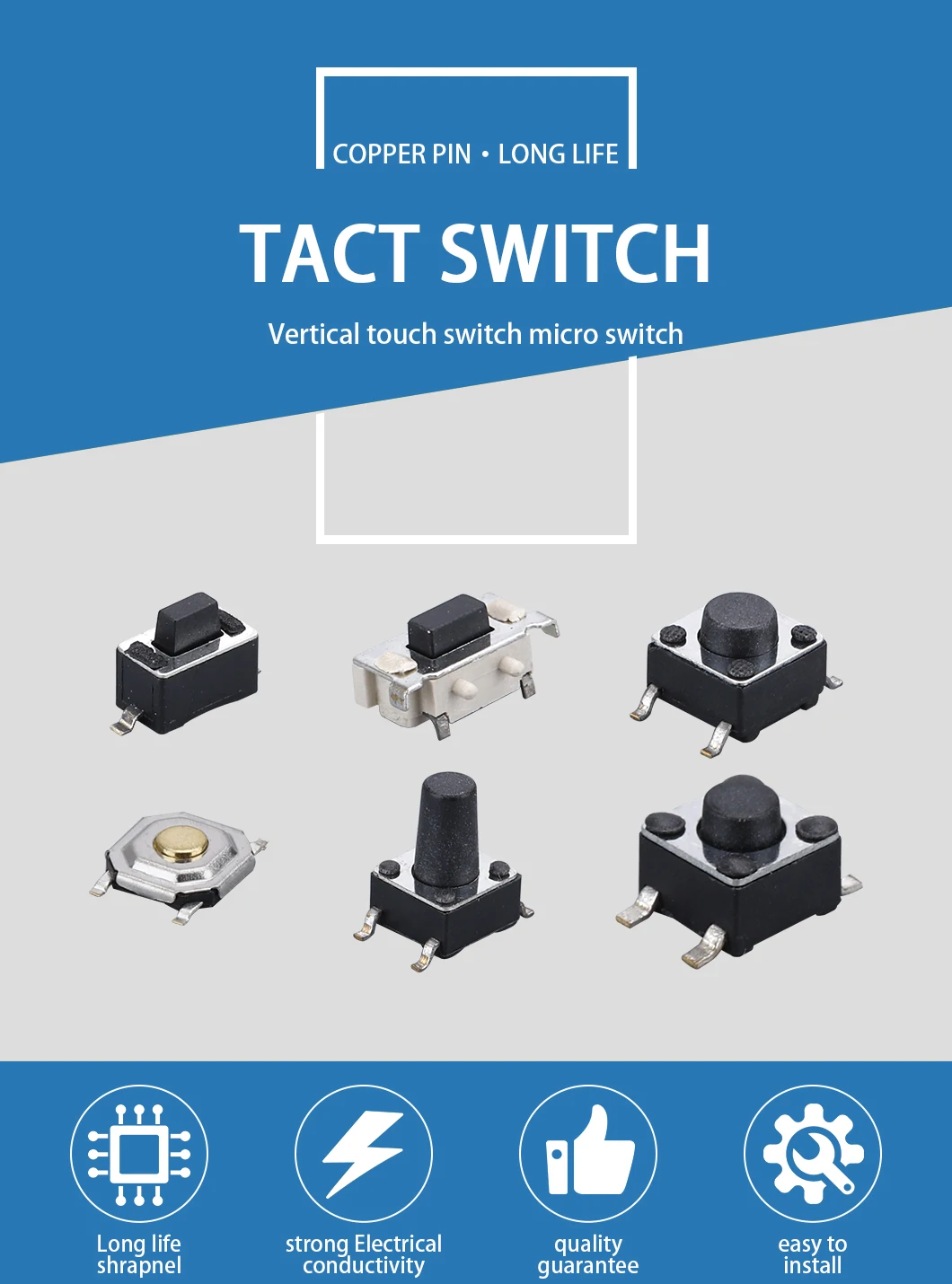 Mini Electronic Normally Closed Micro Push Button Tact Switch - Durable ...