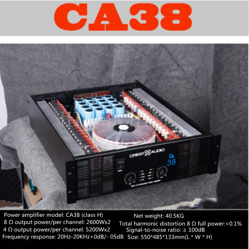 Ca38 Professional Power Amplifier Pure Power Amp (3u) Ktv/stage/8ohm 1300w*2/4ohm 2600w*2/single ...